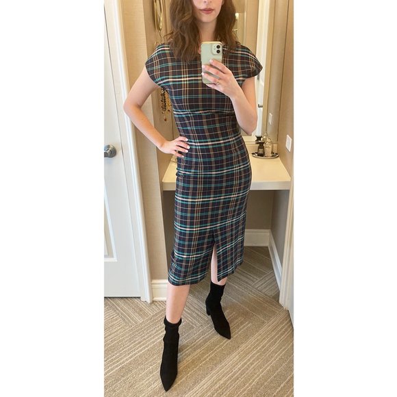 Hugo Boss | Dresses | Hugo Boss Plaid Midi Dress | Poshmark